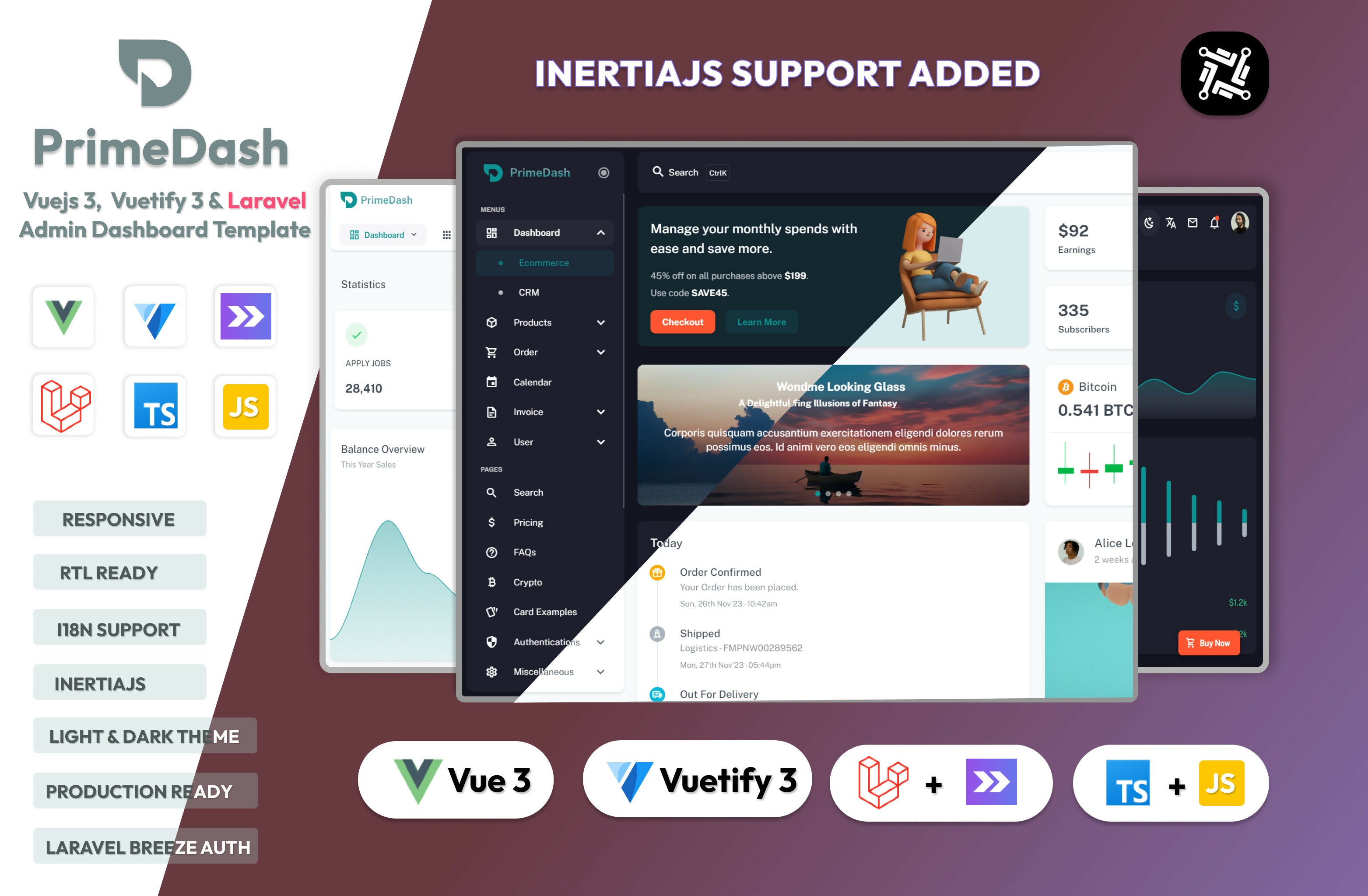 Primedash Vuejs Laravel Admin Template Vuejs 3 Laravel 11 Types