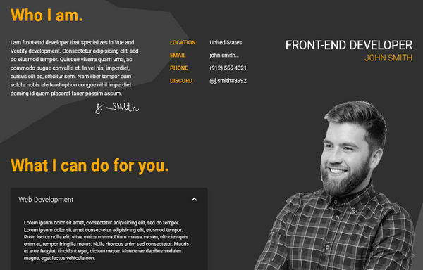 Portfolio Dark – Vuetify