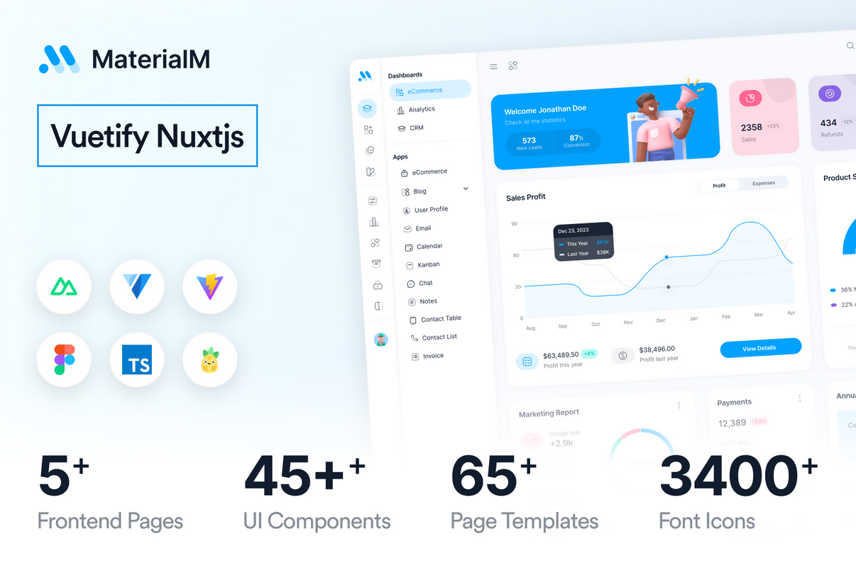 MaterialM Vuetify Nuxt Js Admin Template