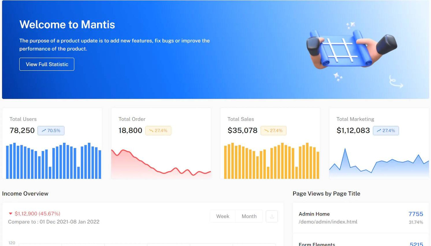 Mantis Free Vuetify VueJs Admin Template